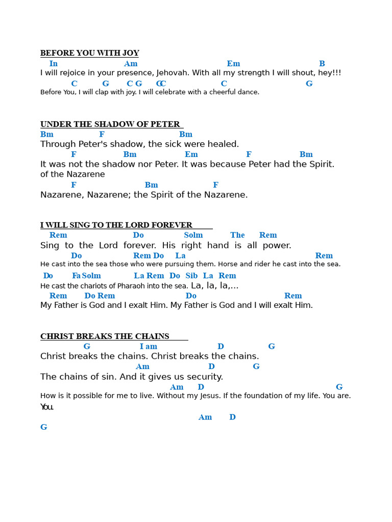 Pentecostal choruses with chords | PDF | Glory (Religion) | God In ...