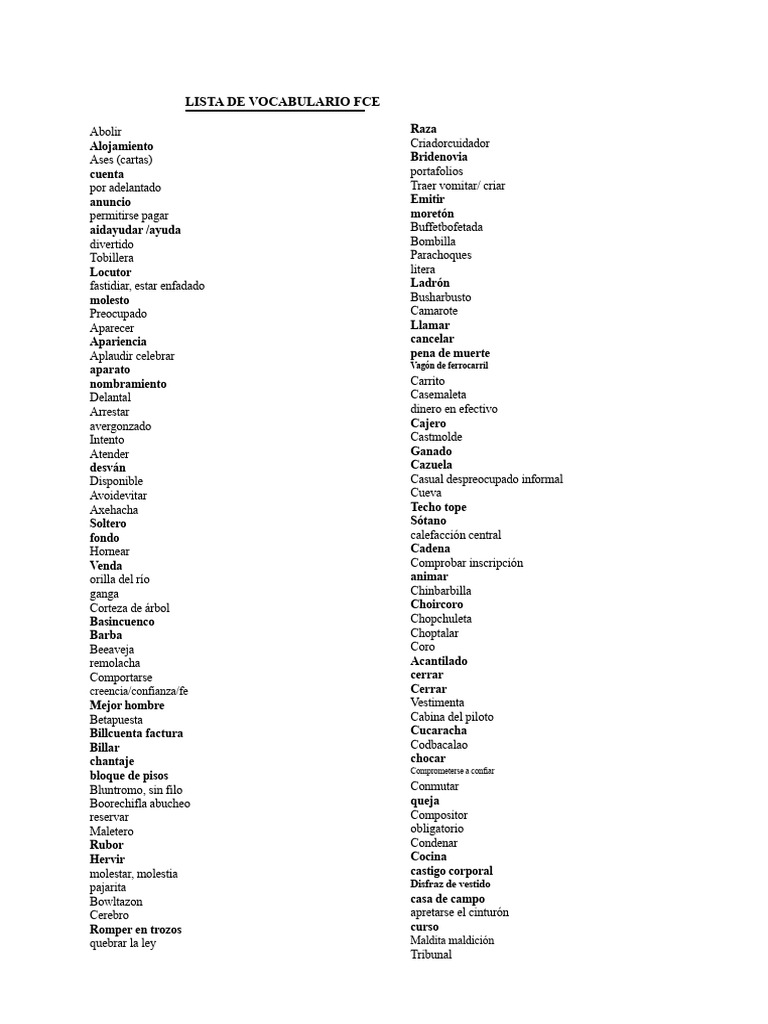 Vocabulario Esencial para FCE | PDF