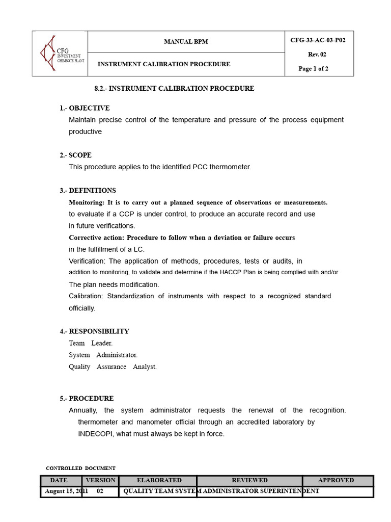 Instrument Calibration Procedure Guide | PDF | Calibration | Metrology