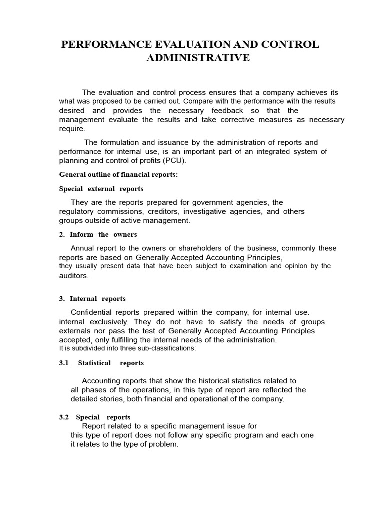 Performance Evaluation and Reporting Guide | PDF | Incentive | Accounting