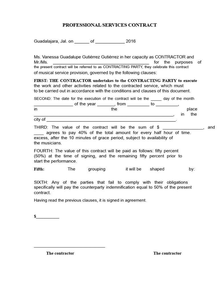 Professional Music Services Contract | PDF