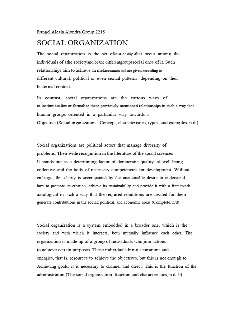 Definition of Social Organization | PDF | Goal | Sustainability