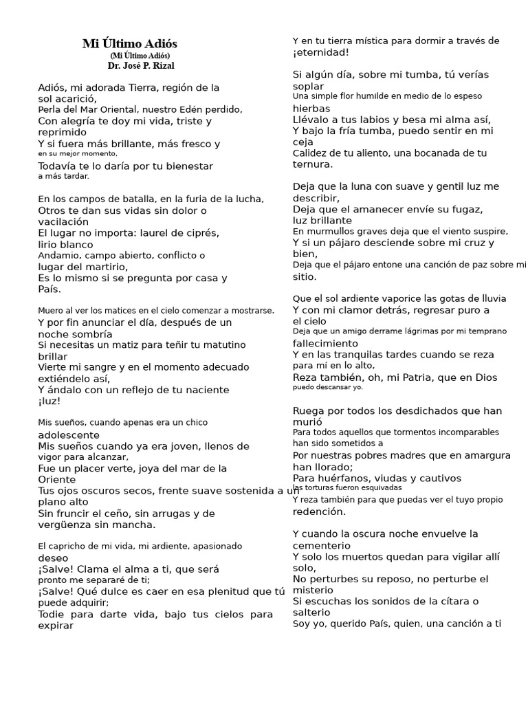 Mi Último Adiós | PDF | Poemas