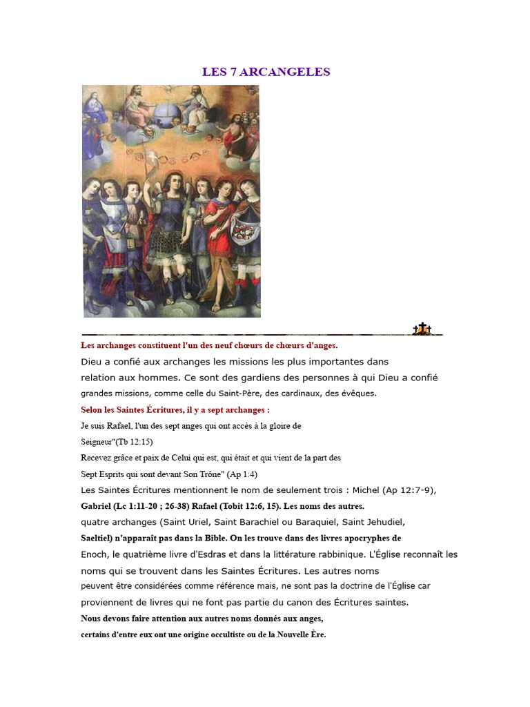 Les 7 Archanges et leurs Missions | PDF | Spiritualité | Doctrines et ...