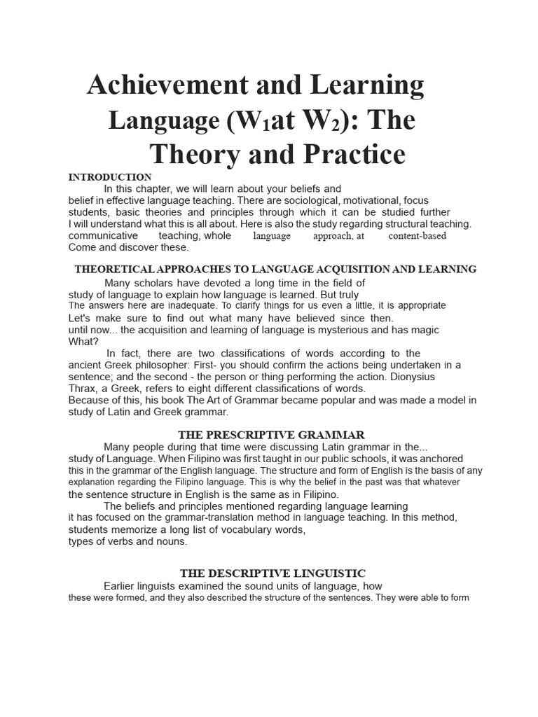 The Acquisition and Learning of Language | PDF | Language Acquisition | Learning