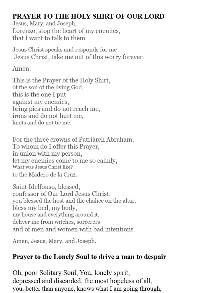 Prayer for Protection and Love Restoration | PDF | Mary, Mother Of ...
