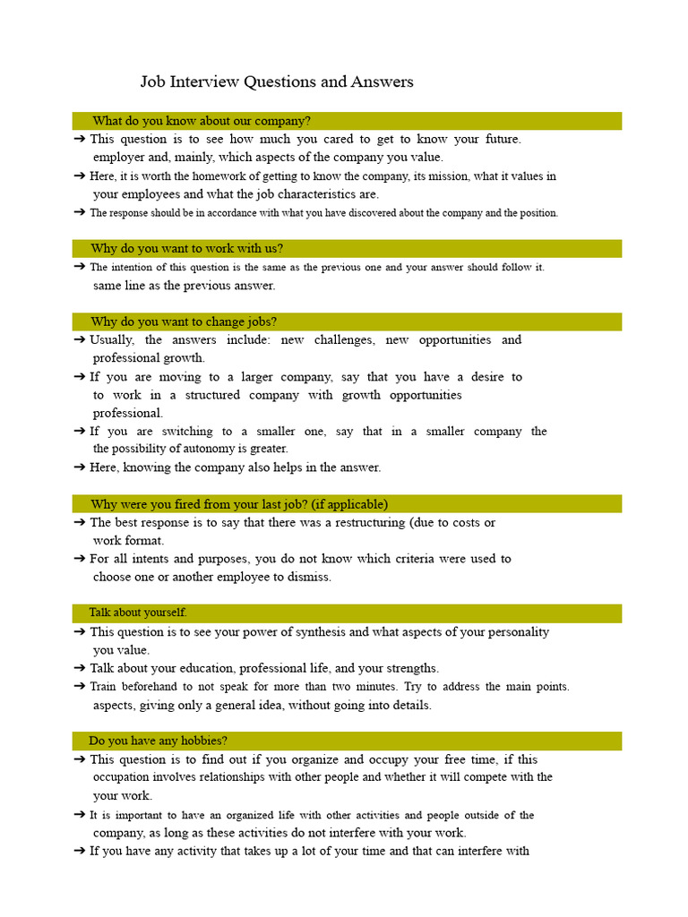 Essential Job Interview Q&A Guide | PDF | Job Interview | Employment