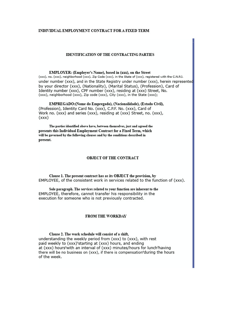 Fixed-Term Employment Contract Template | PDF | Employment | Salary