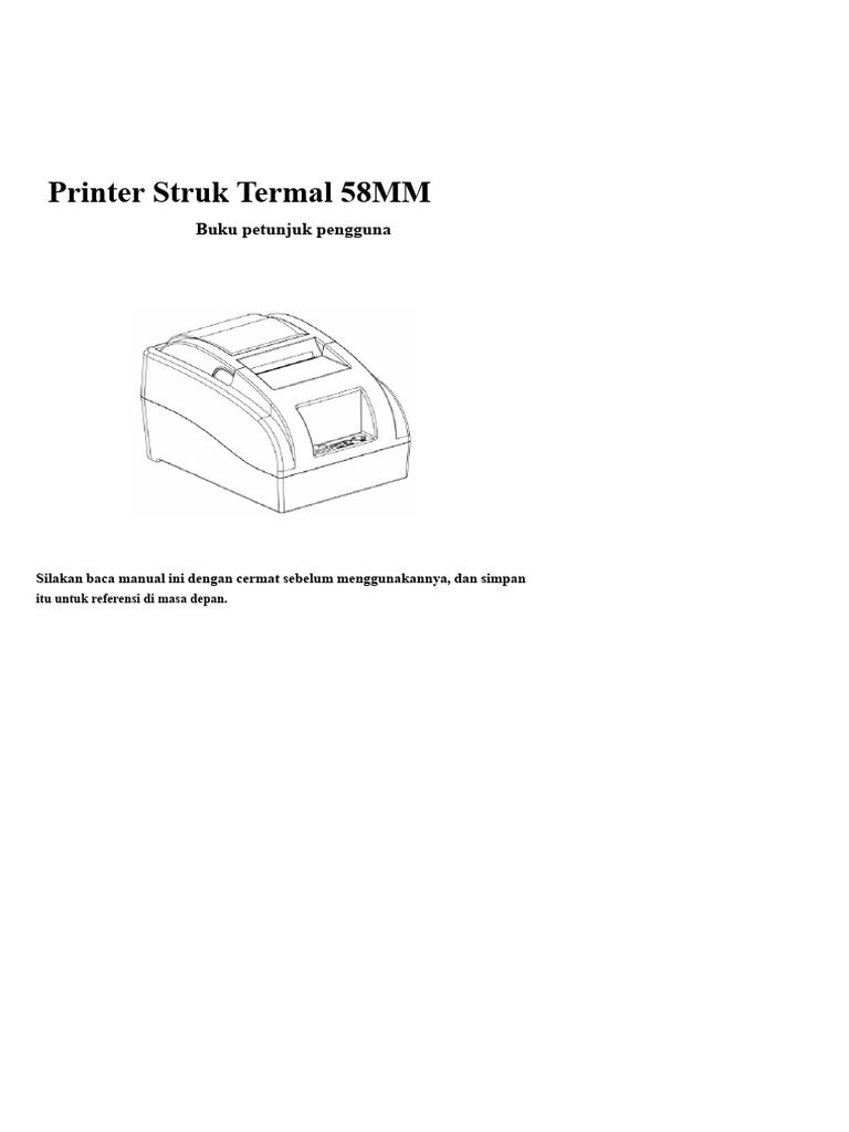 Panduan Pengguna Printer Struk 58MM | PDF