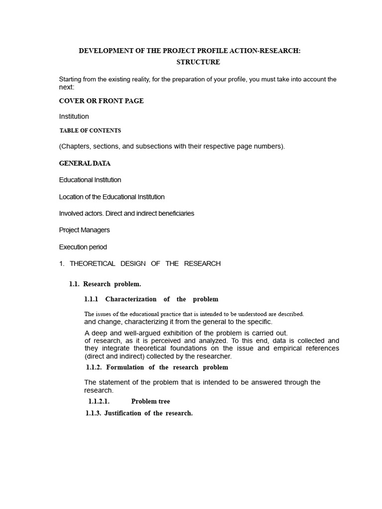 Structure of The Action Research Project Profile | PDF | Methodology | Hypothesis