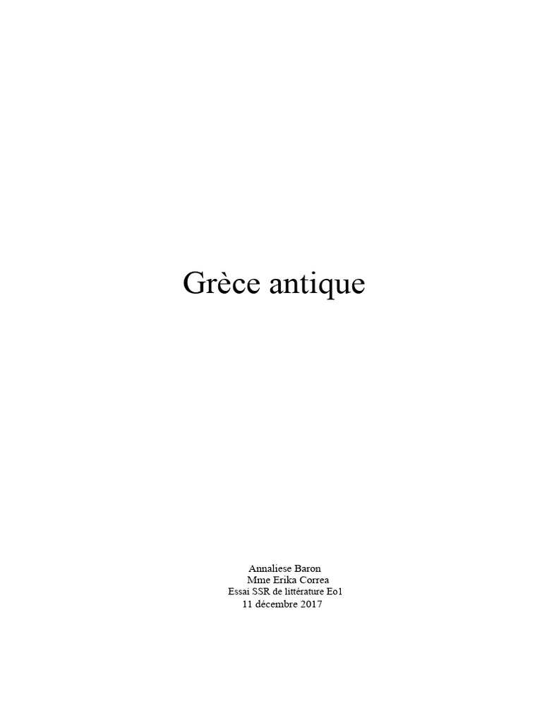 Essai Sur La Grèce Antique | PDF | Grèce ancienne