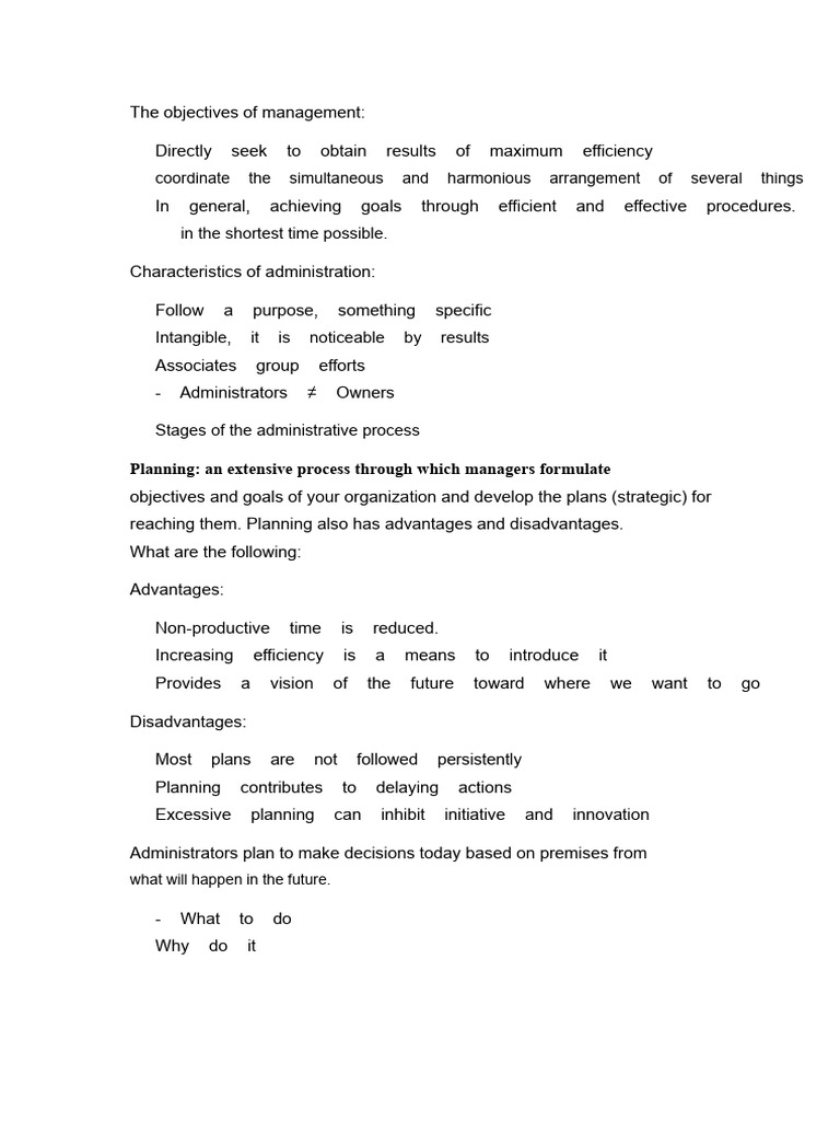 Key Objectives and Stages of Management | PDF | Psychology ...