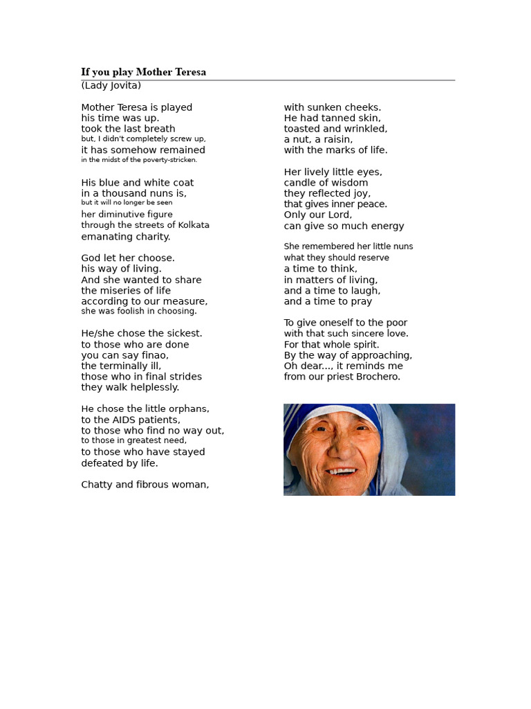 It Was Mother Teresa (Doña Jovita) | PDF