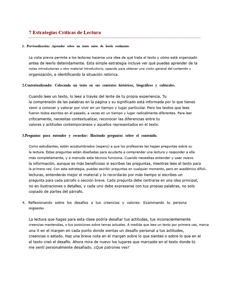 Estrategias Clave para Lectura Crítica | PDF | Narración | Los símbolos