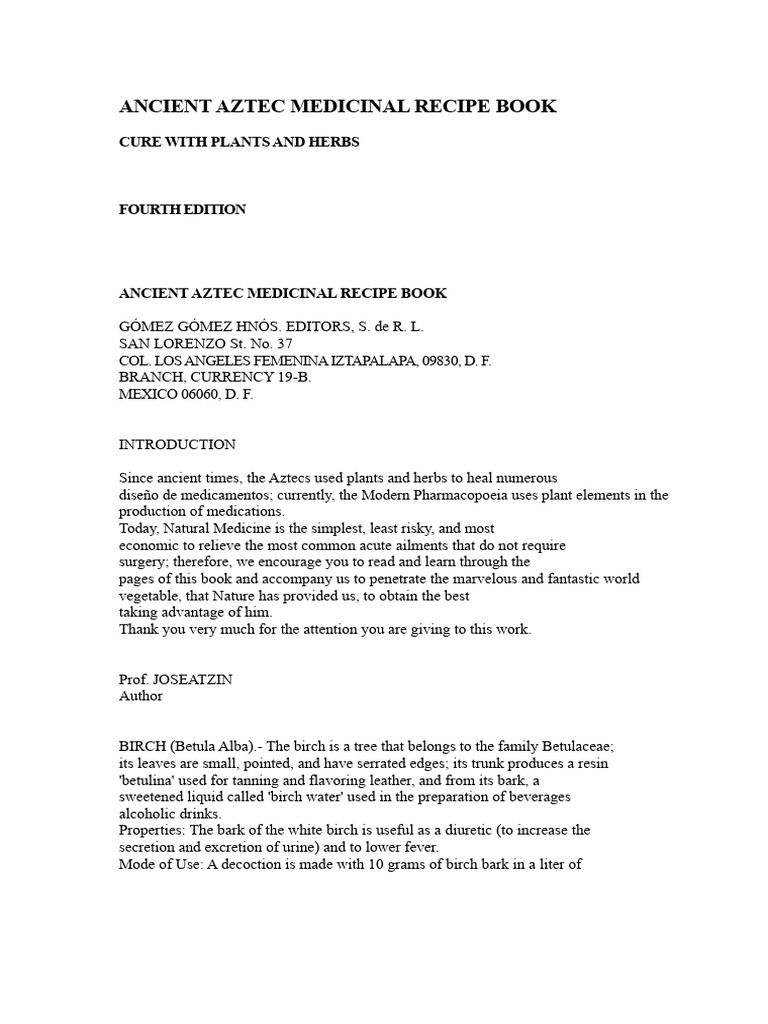 Ancient Aztec Medicinal Recipe Book Healing With Plants | PDF | Garlic ...
