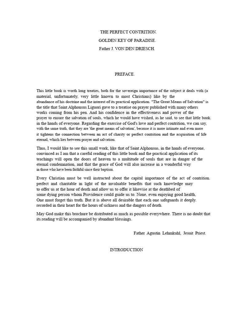 Perfect Contrition Pdf Grace In Christianity Penance 4020