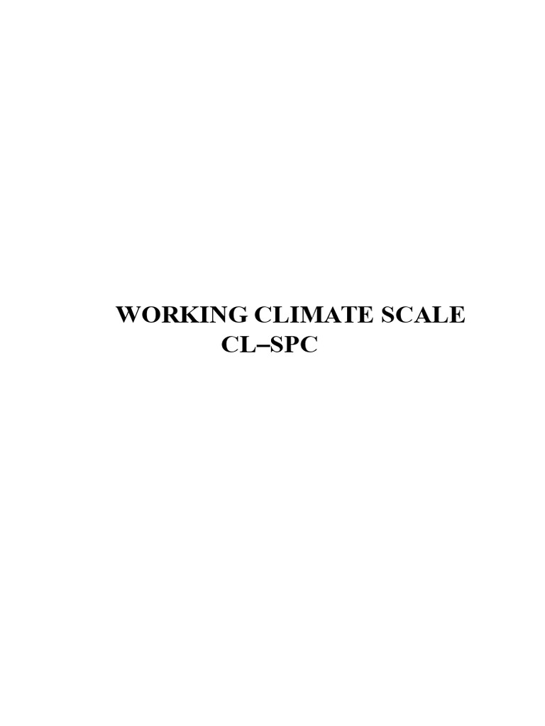 Work Climate Scale CL-SPC Overview | PDF | Occupational Safety And ...