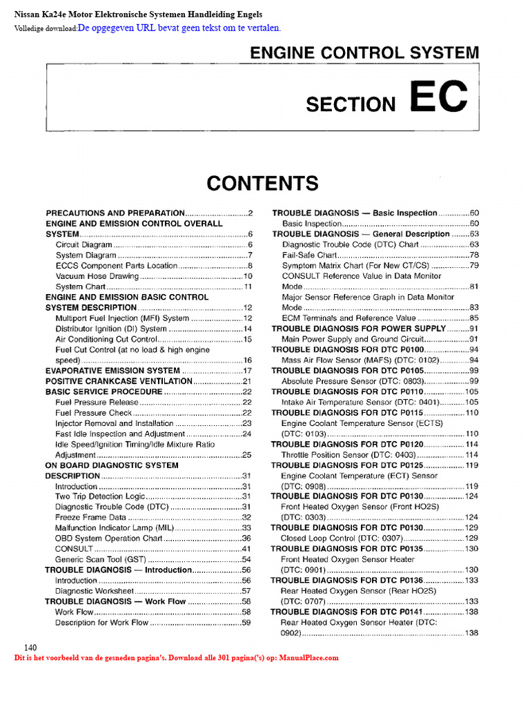 Nissan Ka24e Motor Elektronische Systemen Handleiding Engels | PDF