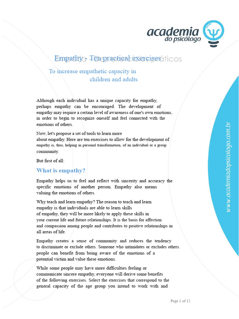 Empathy Ten Practical Exercises | PDF | Empathy | Feeling