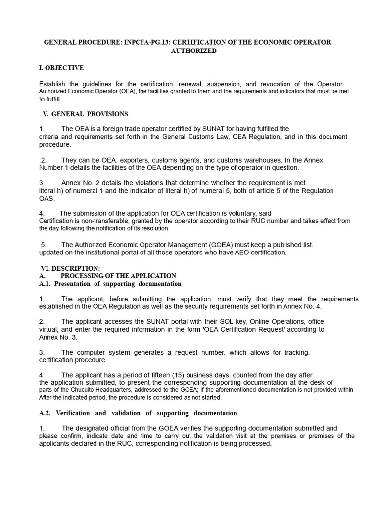 Authorized Economic Operator Certification | PDF | Door | Verification ...