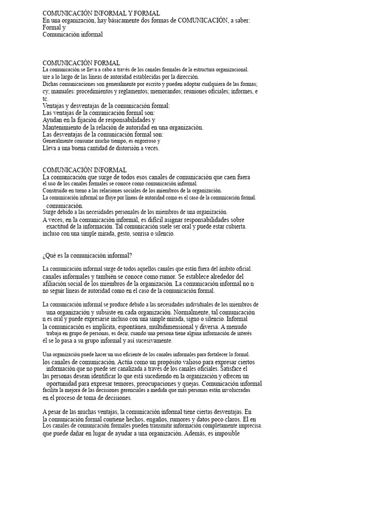 Comunicación Formal e Informal en Empresas | PDF | Comunicación ...