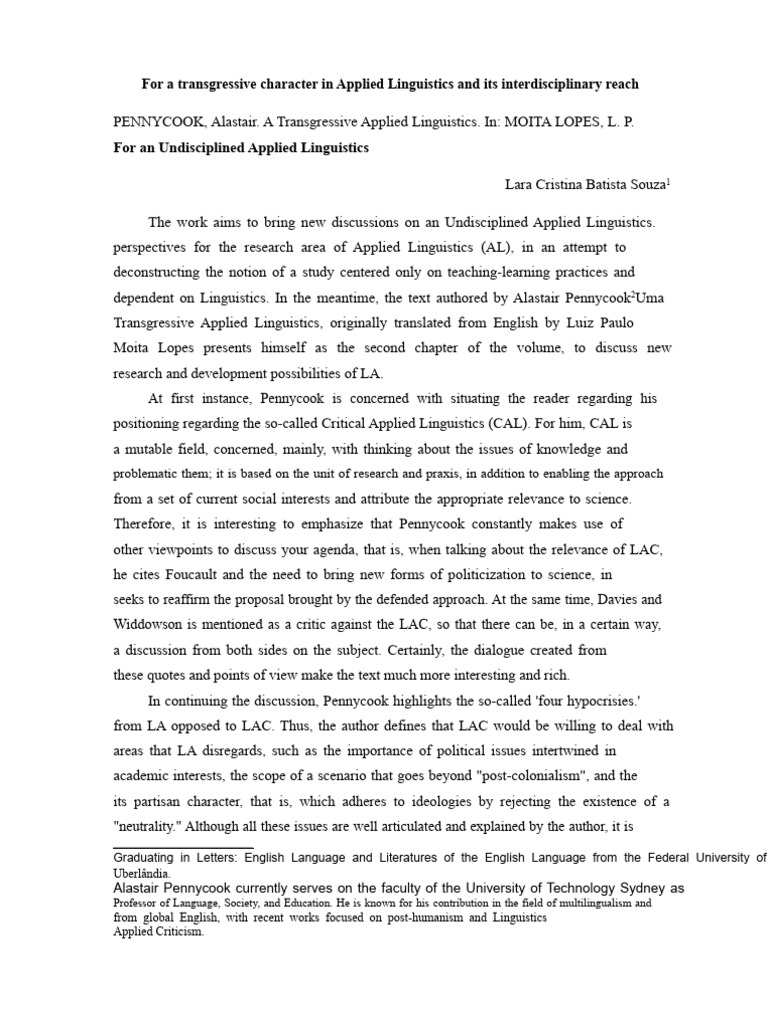 Transgressive Applied Linguistics Insights | PDF | Linguistics ...