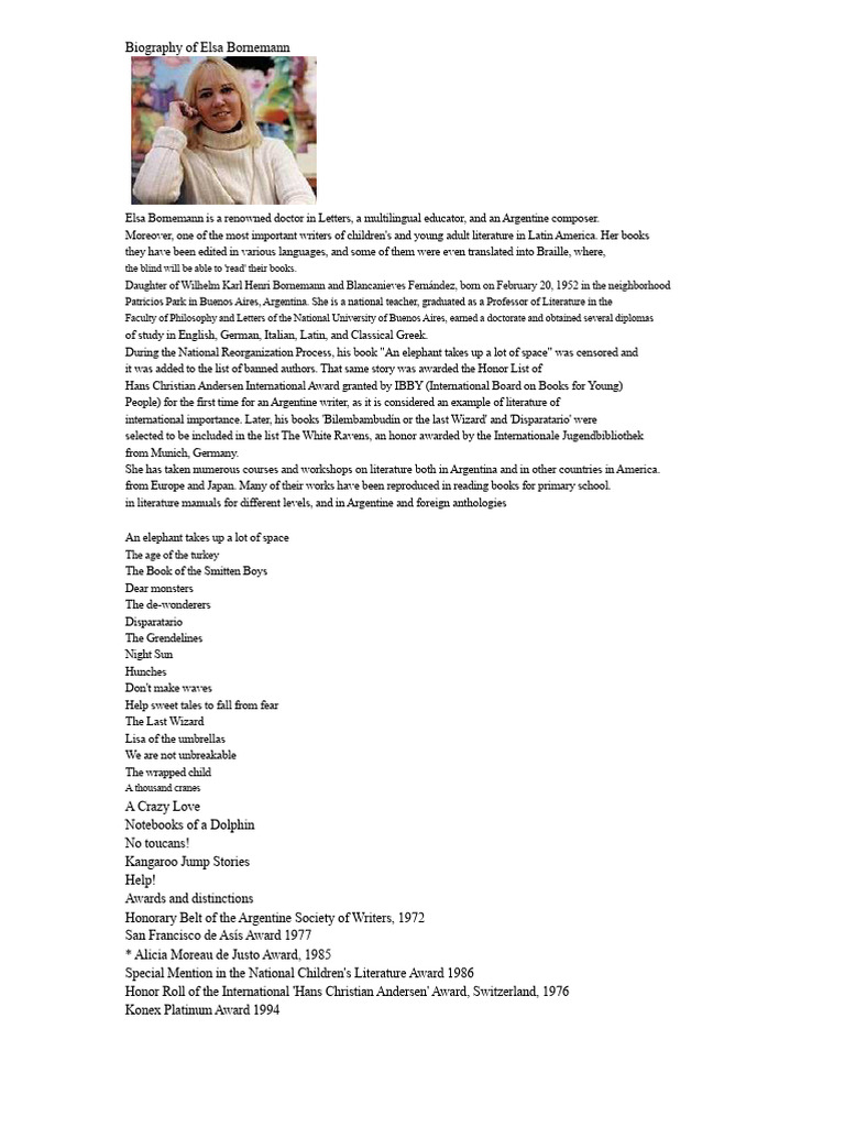 Biography of Elsa Bornemann | PDF