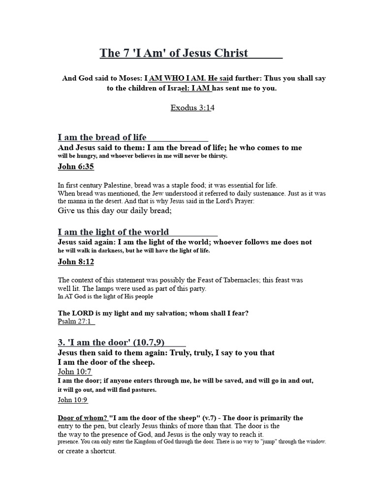 The 7 I Am of Jesus Christ | PDF | Jesus | Resurrection Of Jesus