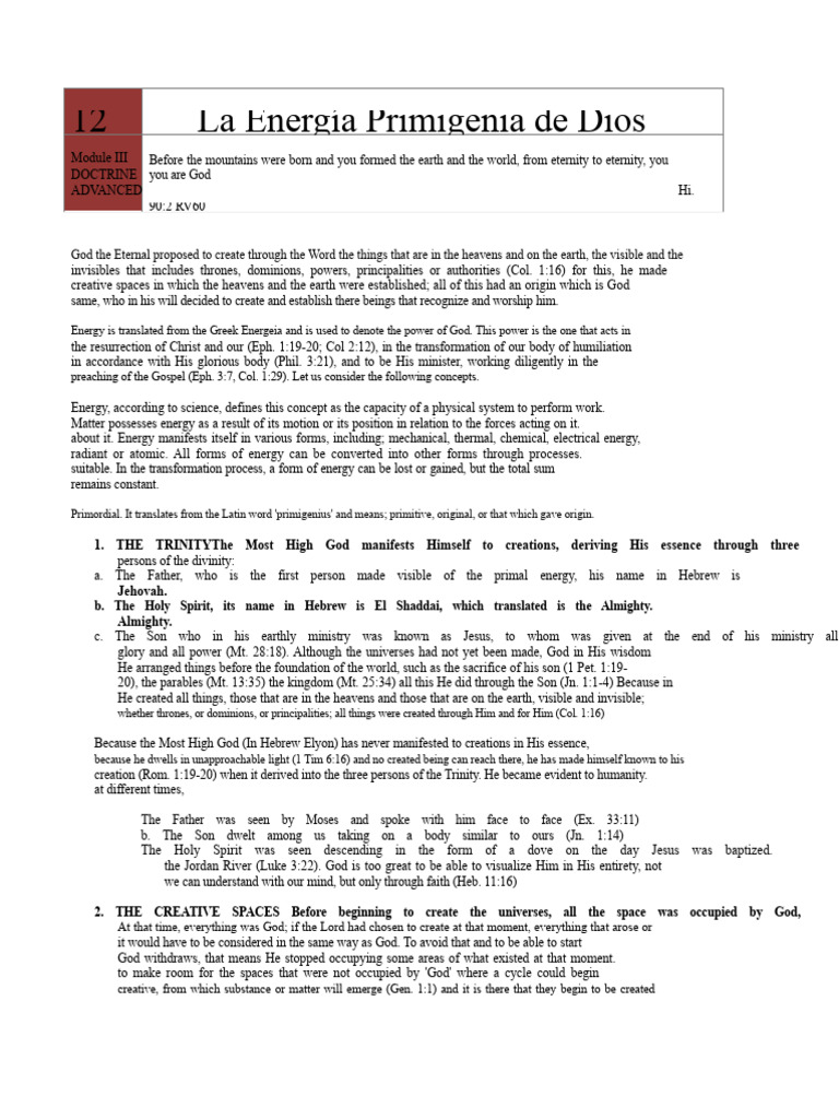 Understanding God's Primordial Energy | PDF | God The Father | Soul