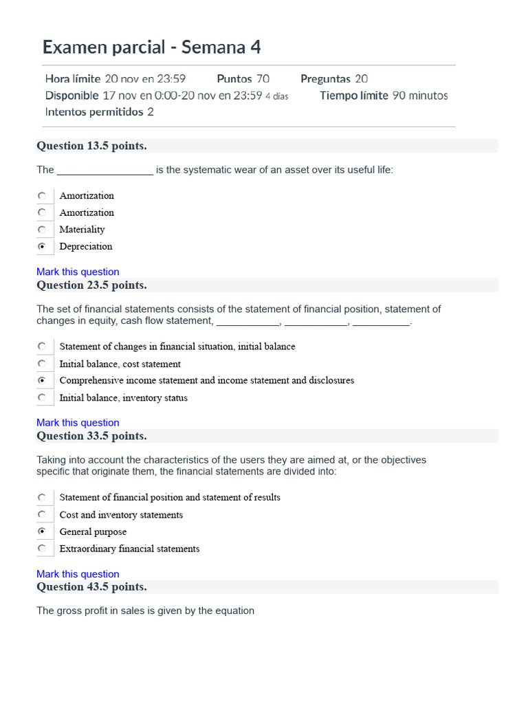 Midterm Exam Week 4 | PDF | Income Statement | Equity (Finance)