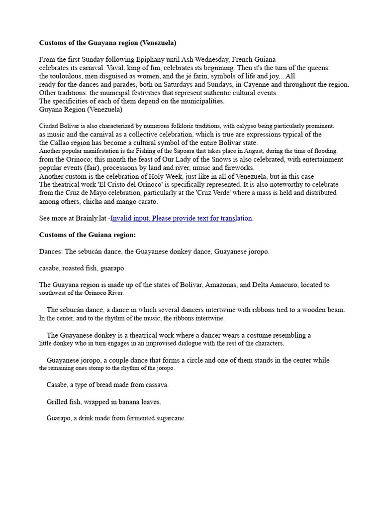 Guayana Region Customs and Traditions | PDF | Carnival
