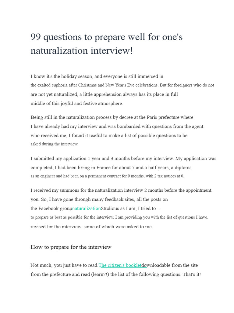 99 Questions To Properly Prepare For Your Naturalization Interview ...