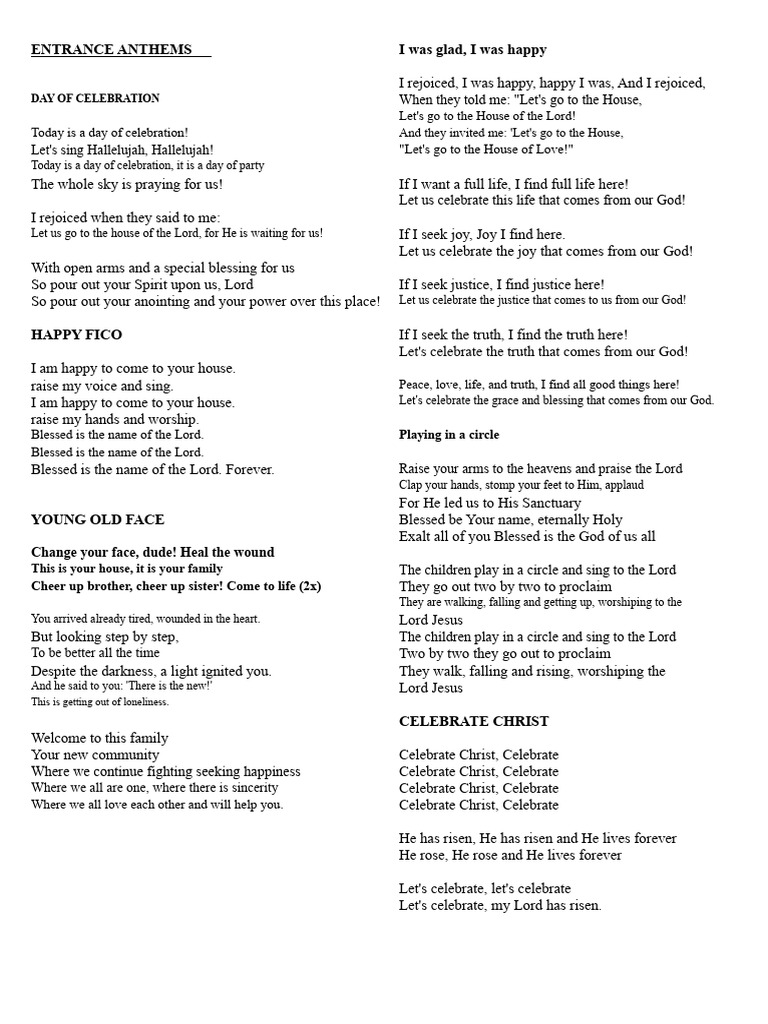 Mass Lyrics | PDF | God The Father | Glory (Religion)