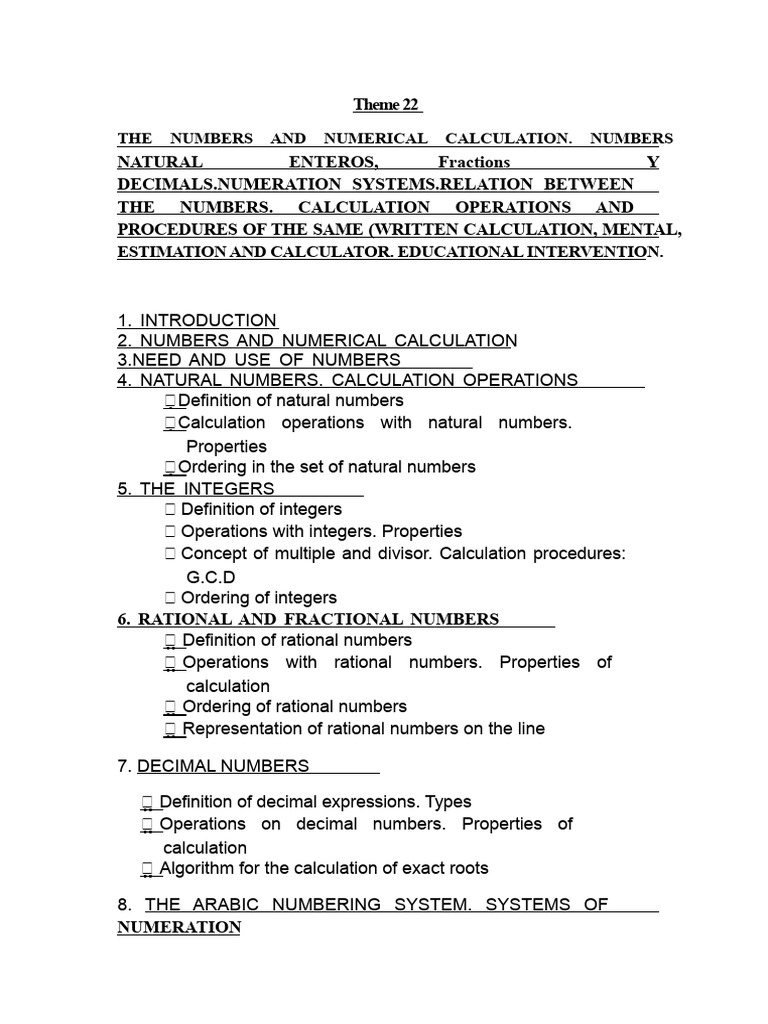 Understanding Numbers and Calculations | PDF | Numbers | Decimal