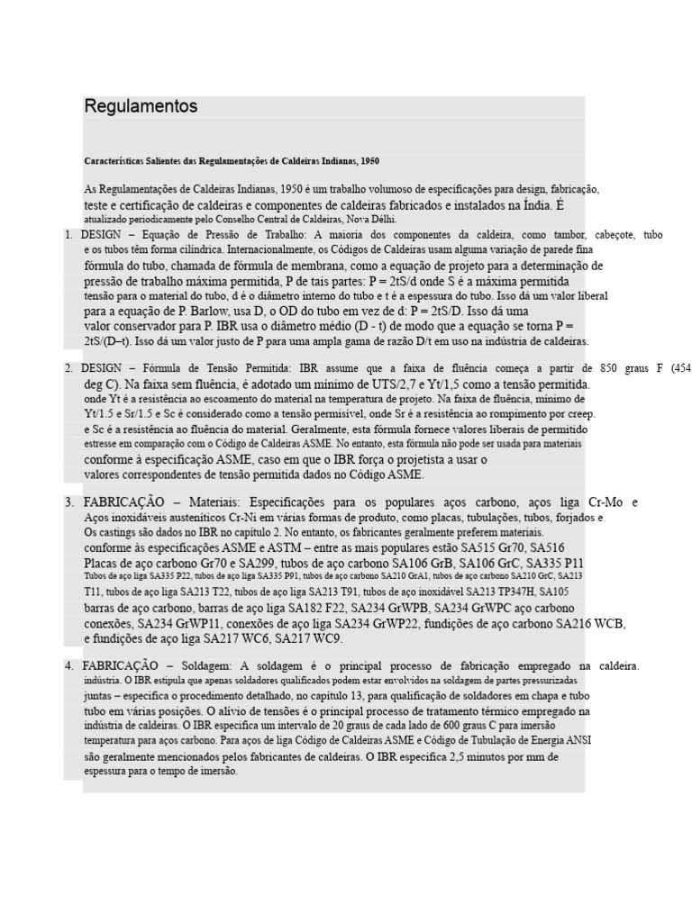Regulamentações de Caldeiras na Índia | PDF | Aço | Caldeira