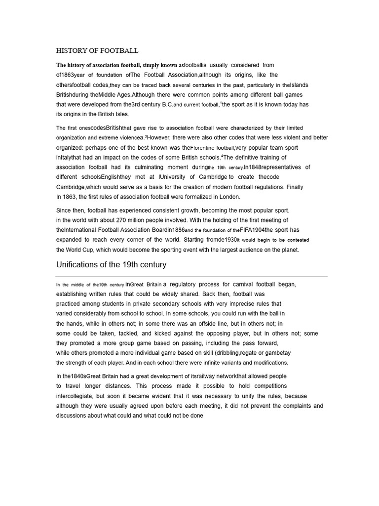 History of Association Football | PDF | Association Football | Fifa ...