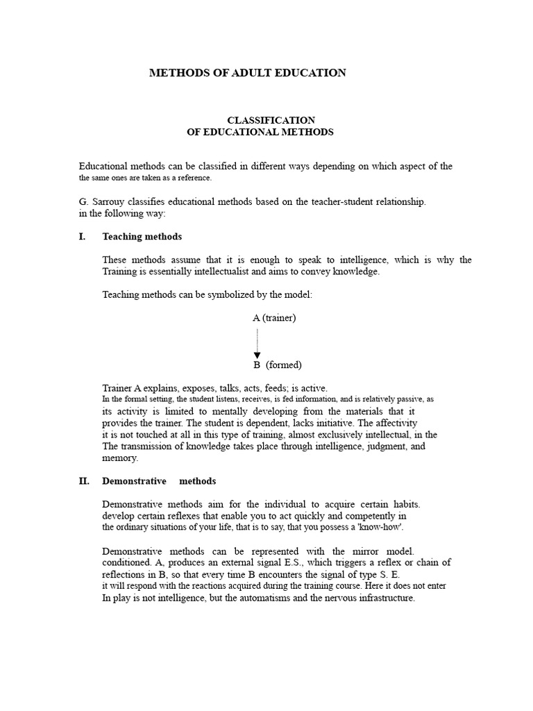 Adult Education Methods Explained | PDF | Knowledge | Thought