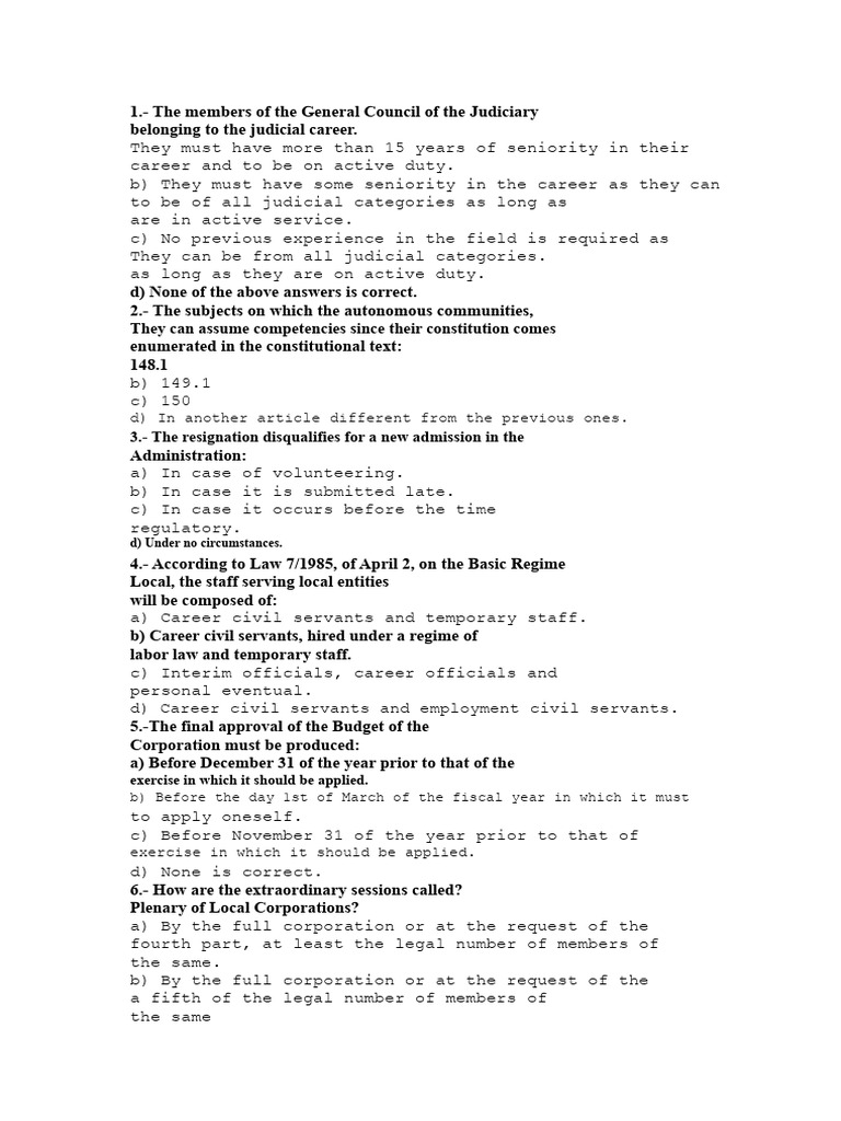 Administrative Assistant Exam City Council of Valdepeñas 2010 | PDF ...