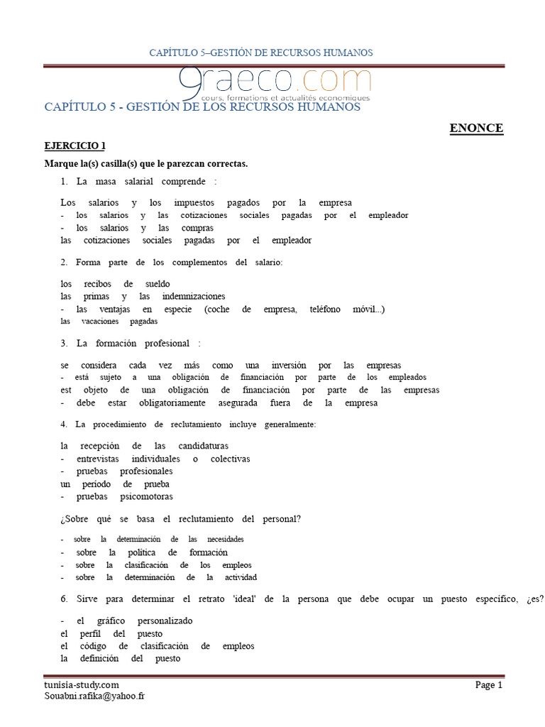 Ejercicios GRH 1 | PDF | Reclutamiento | Salario