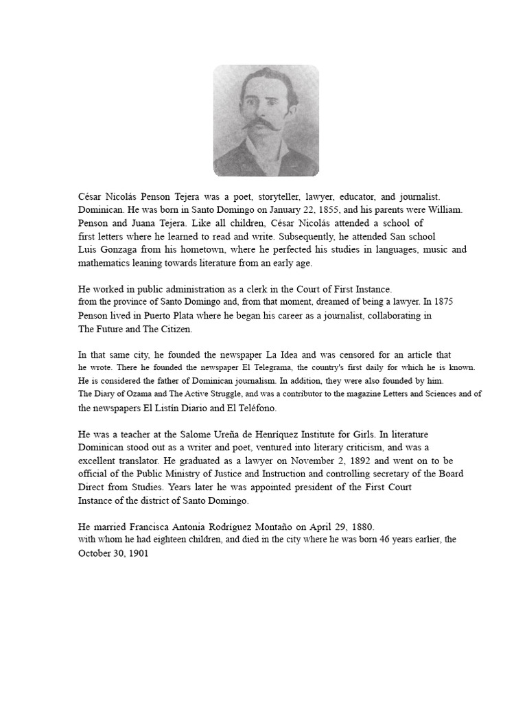 César Nicolás Penson: Dominican Journalist | PDF