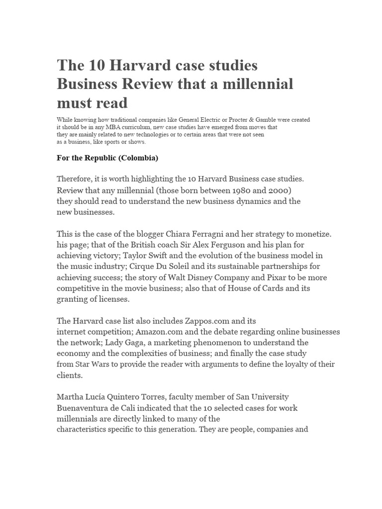 10 Must-Read Harvard Case Studies for Millennials | PDF | Mc Donald's ...