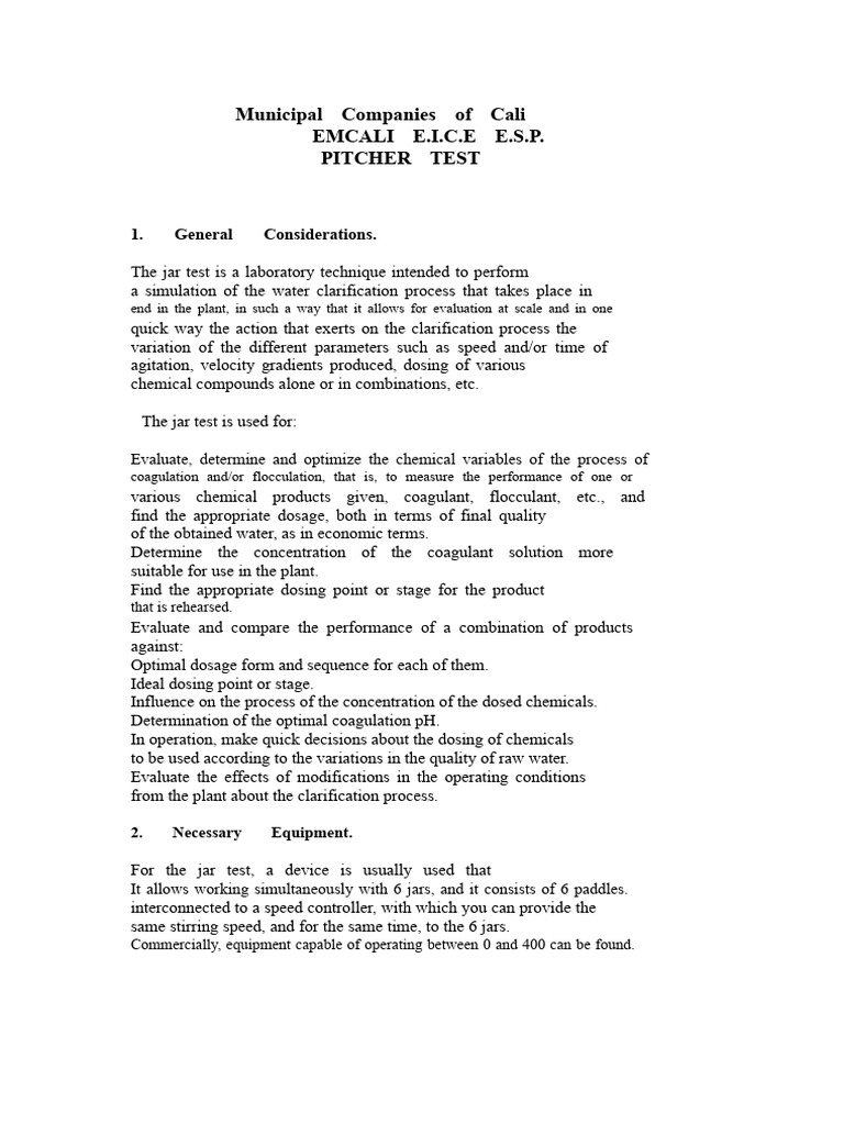 Jar Test for Water Clarification Process | PDF | Hydroxide | Alkalinity