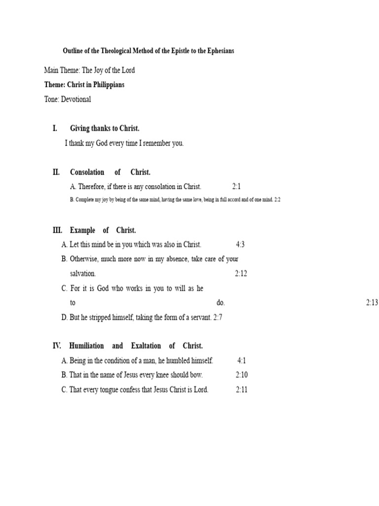 Theological Method Outline Philippians Jerard 2 | PDF