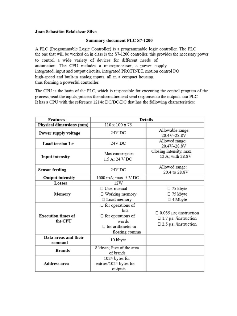 S7-1200 PLC Overview and Features | PDF | Programmable Logic Controller ...