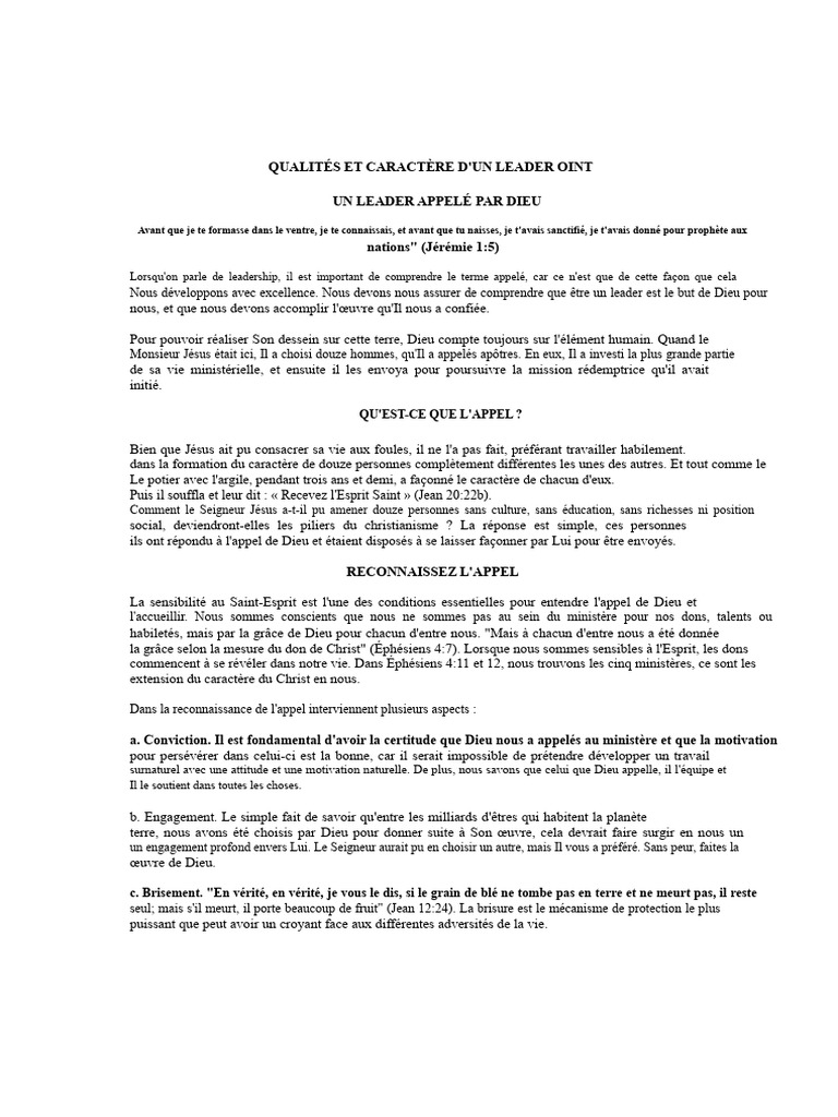 Qualités d'un Leader Oint par Dieu | PDF | Dieu | Saint-Esprit