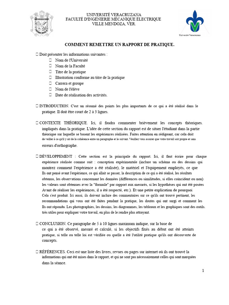 Guide de rédaction d'un rapport de pratique | PDF