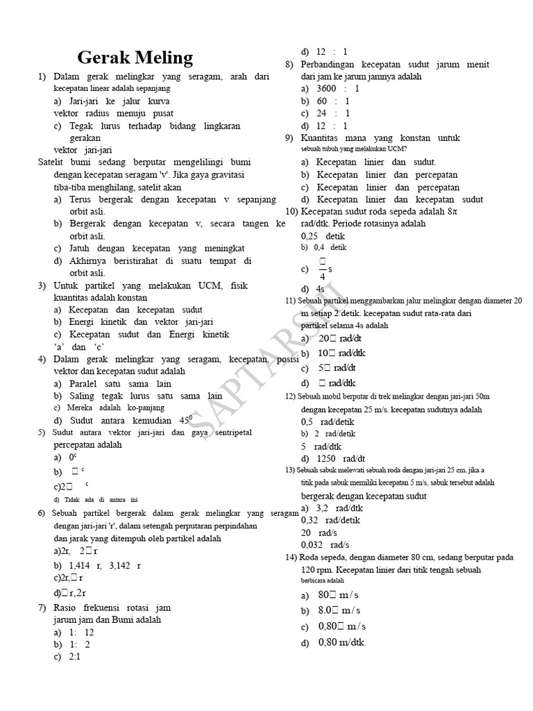 Circular Motion MCQ PDF | PDF