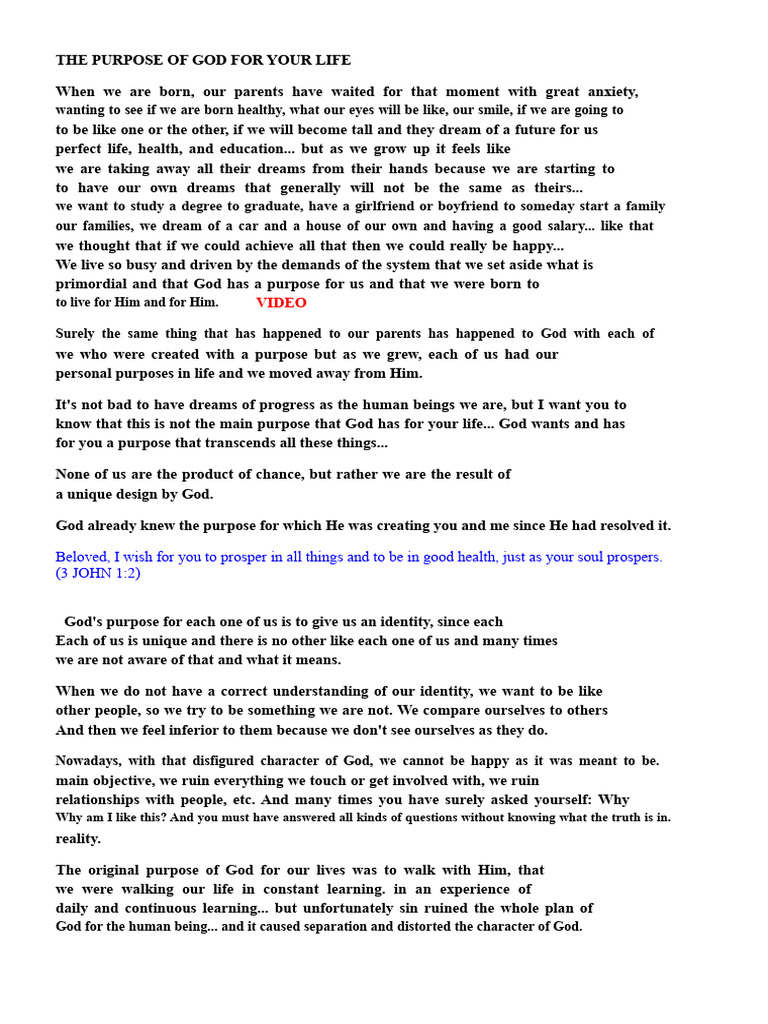 Discovering God's Purpose for You | PDF | God | Faith