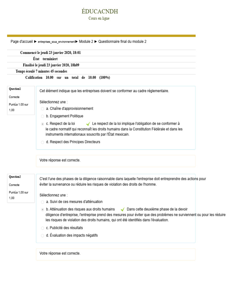 Questionnaire sur la Diligence Raisonnable | PDF | Business | Droits de ...
