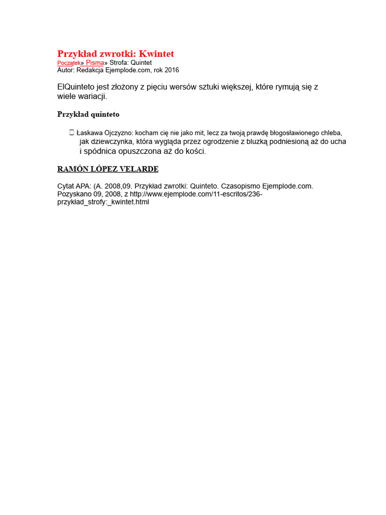 Przykład Strofy Quinteto | PDF